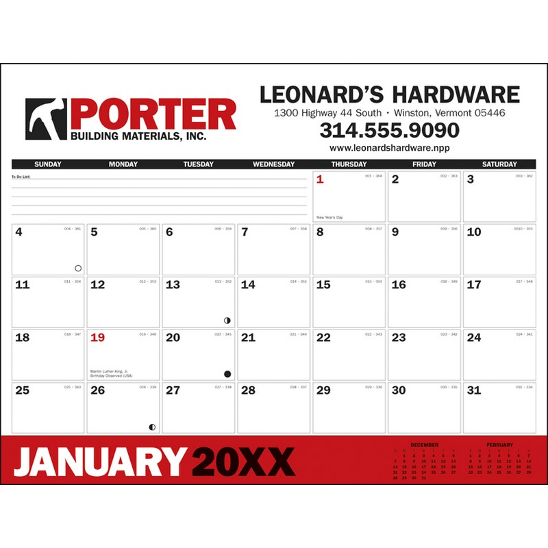 Custom Two-Color Desk Pad Promotional Calendar
