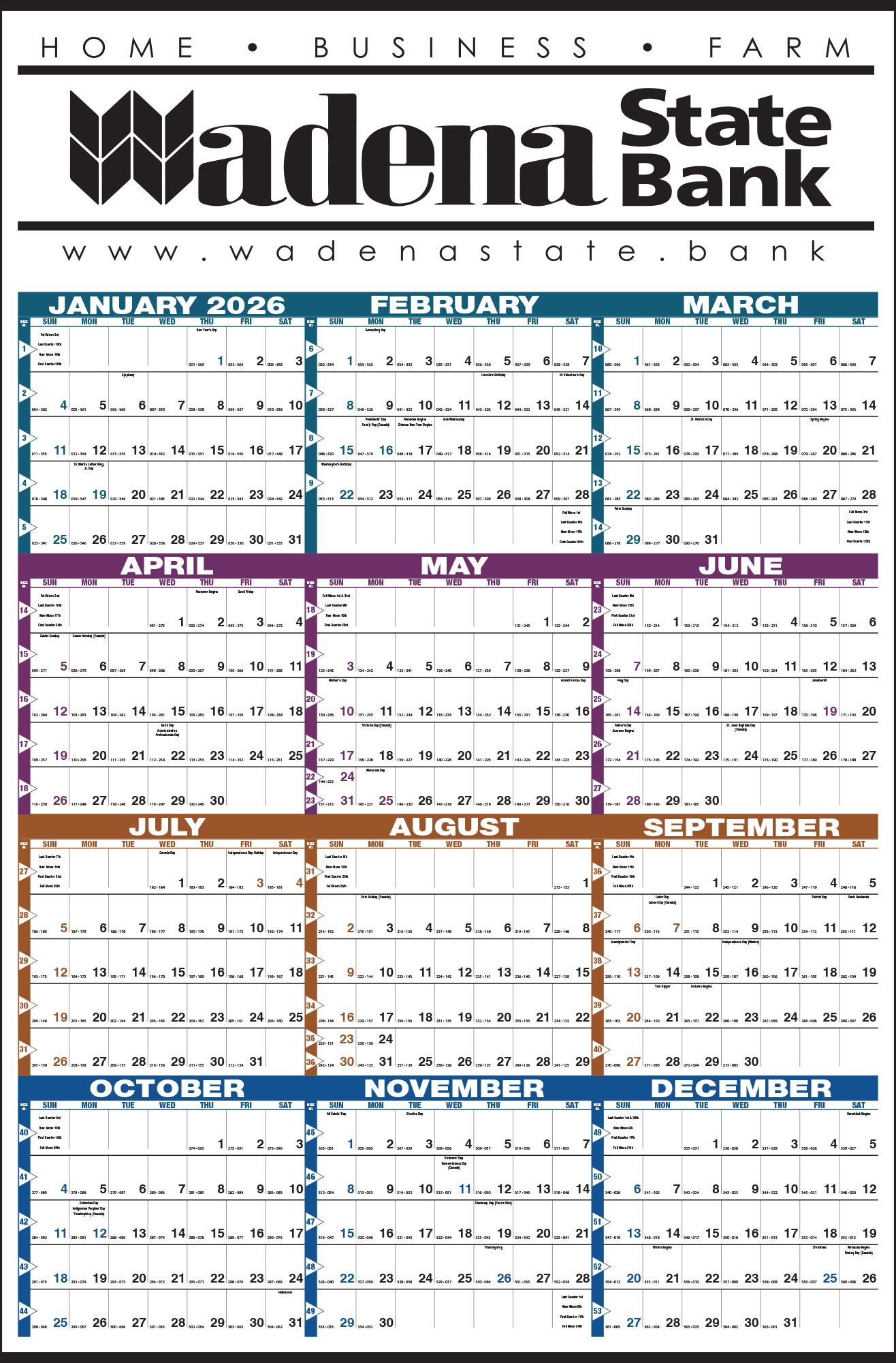 12 Months Year-In-View Large Wall Calendar 25x38 w Full-Color Ad Copy